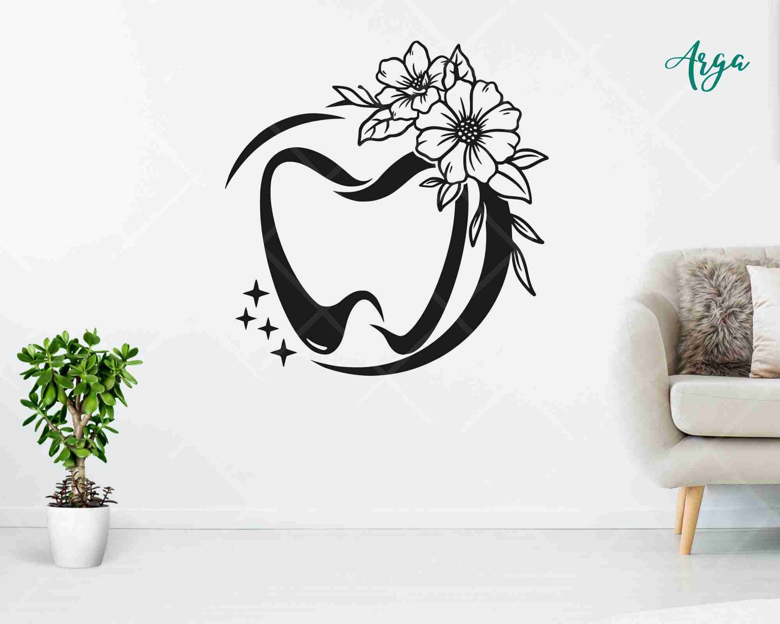 Dentist SVG, Flower Dentist SVG, Tooth With Flower for Dentist Logo ...