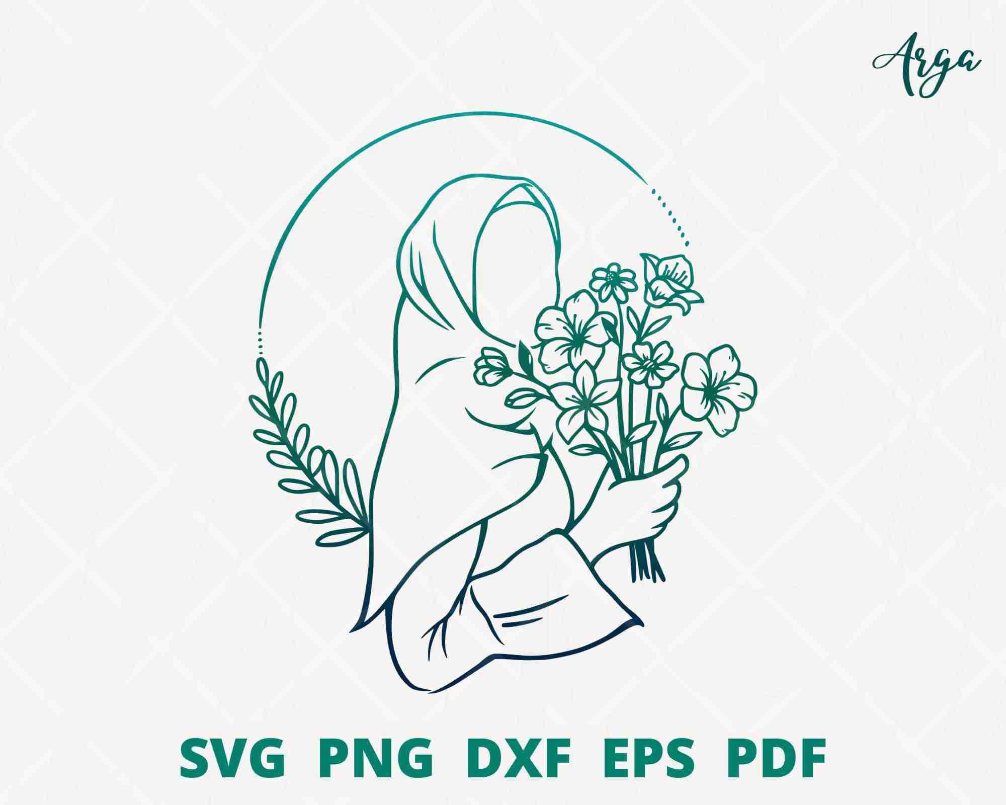 Muslim Fashion Svg, Veil Svg, Scarf Svg, Flower Hijab Svg, Hijab Svg ...