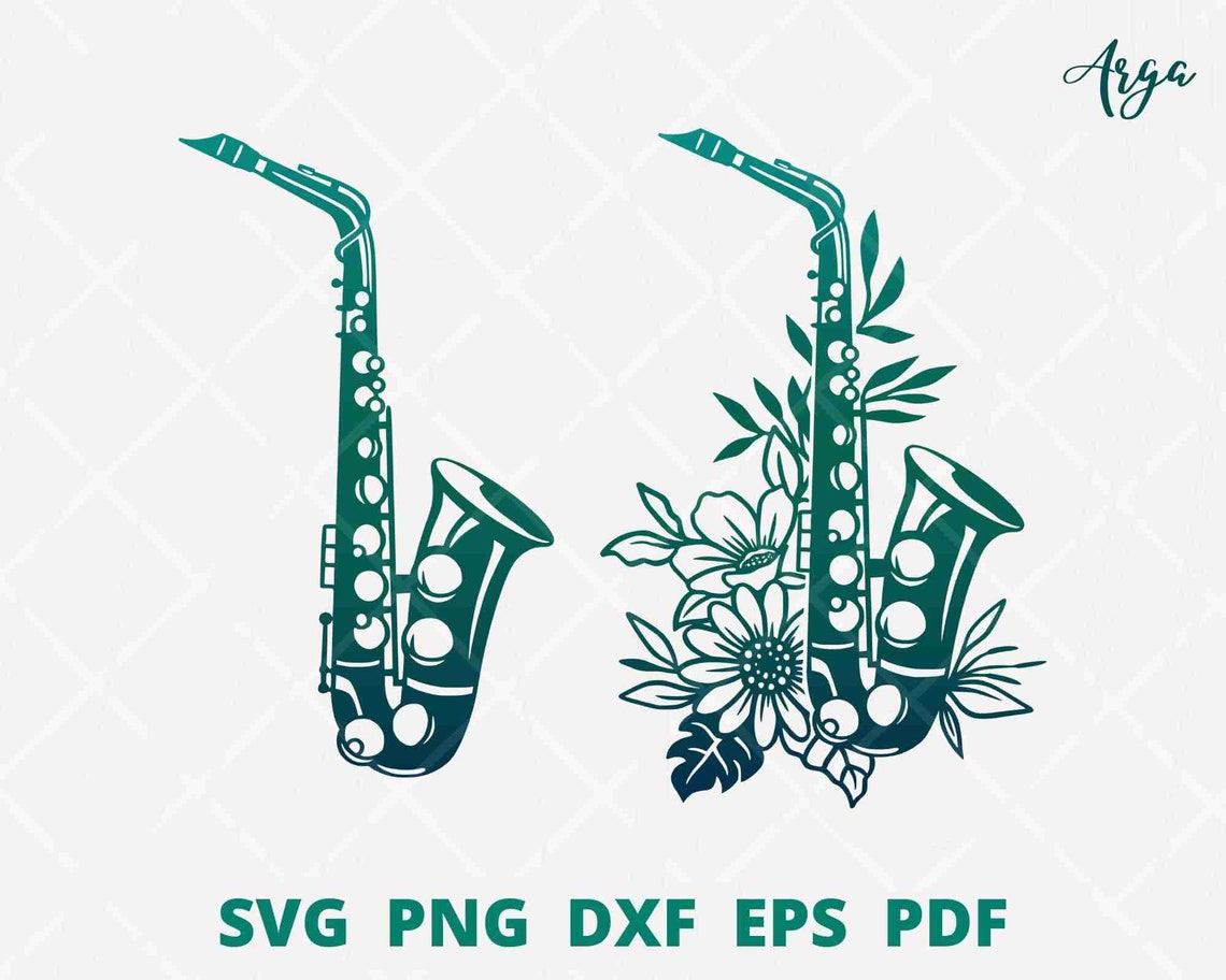 Saxophone Svg Music Svg Floral Saxophone Svg Saxophone Png | Etsy