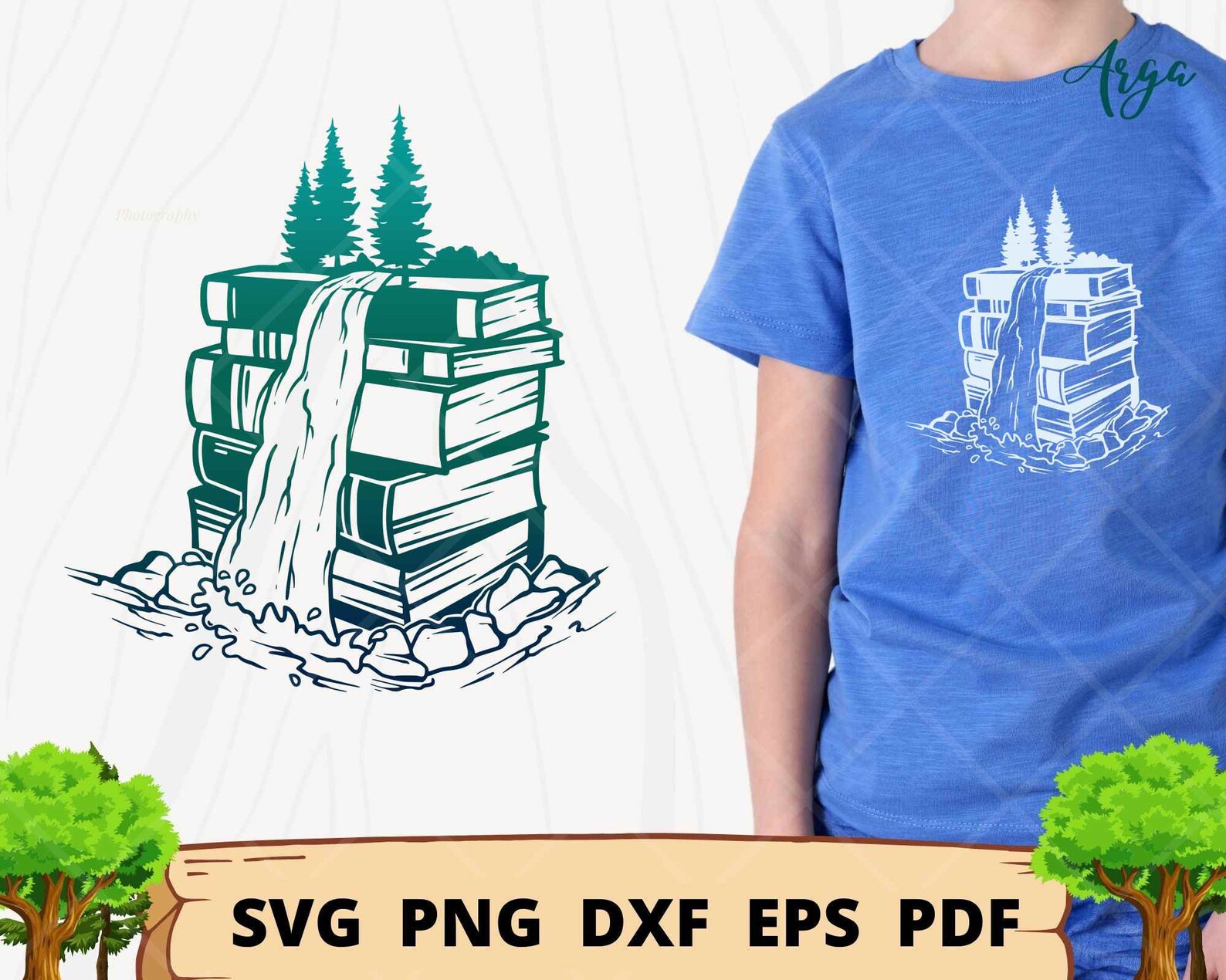 Waterfall Book Svg Waterfall Svg Waterfall on the Book Svg - Etsy