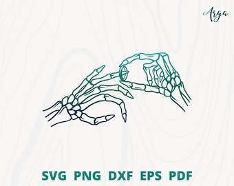 Bone Hand Sign Svg Skeleton Hands Heart Sign Clipart Love - Etsy