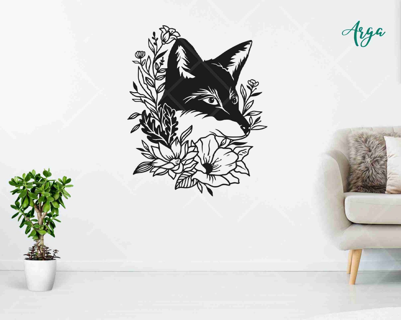 Fox SVG Floral Fox Svg Fox With Flower Head Fox Svg Fox | Etsy