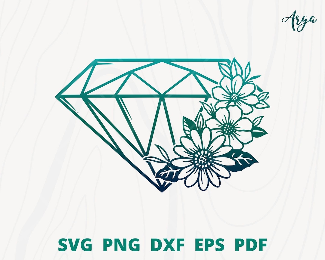 Diamond Svg, Floral Diamond Svg, Diamond With Flower Svg, Flower ...