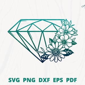 Diamond Svg, Floral Diamond Svg, Diamond With Flower Svg, Flower ...