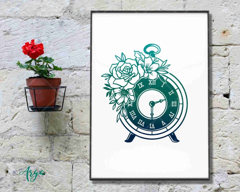 Vintage Clock Svg Clock Svg With Flower Watch Svg Clock | Etsy