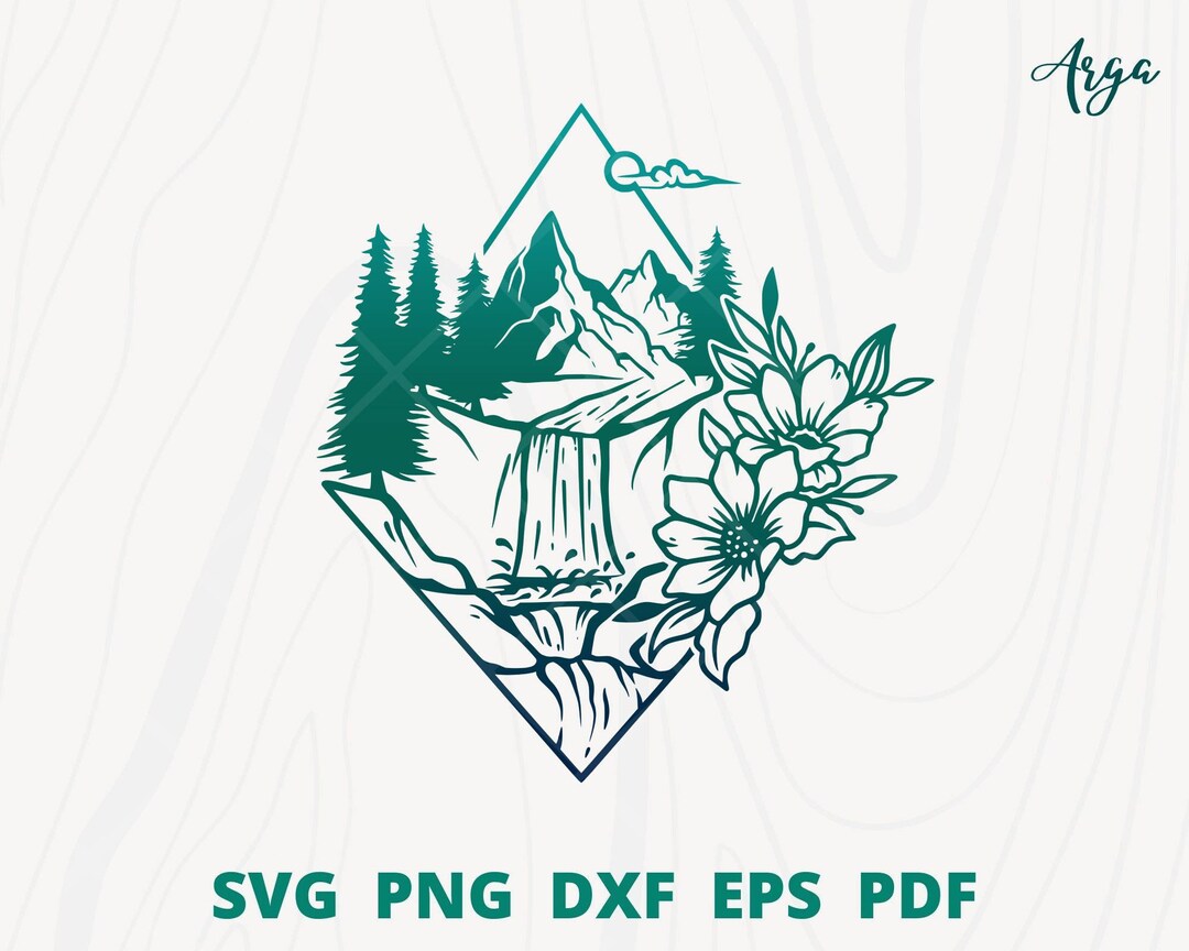 Waterfall Scene Svg, Waterfall Svg, Waterfall Wall Decor, Waterfall ...