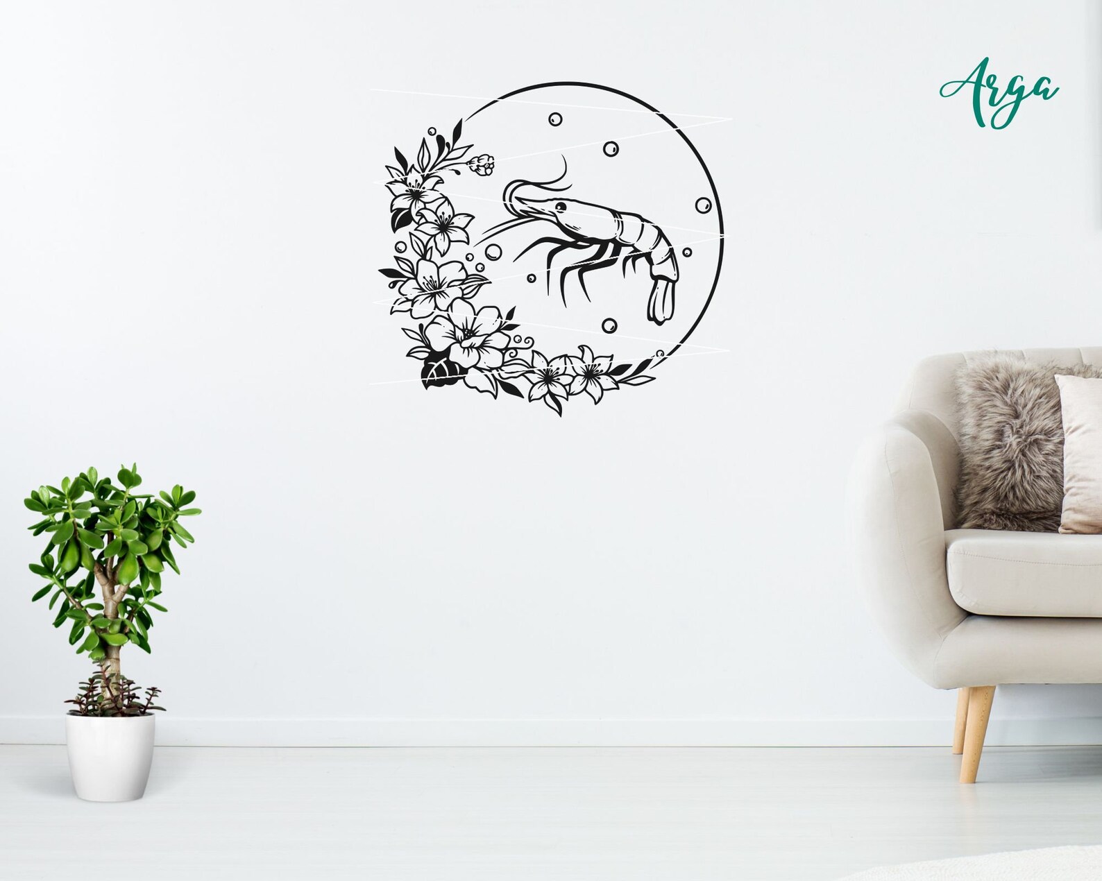 Shrimp Flower Frame Svg, Shrimp Svg File, Sea Shrimp Svg, Ocean Animal ...