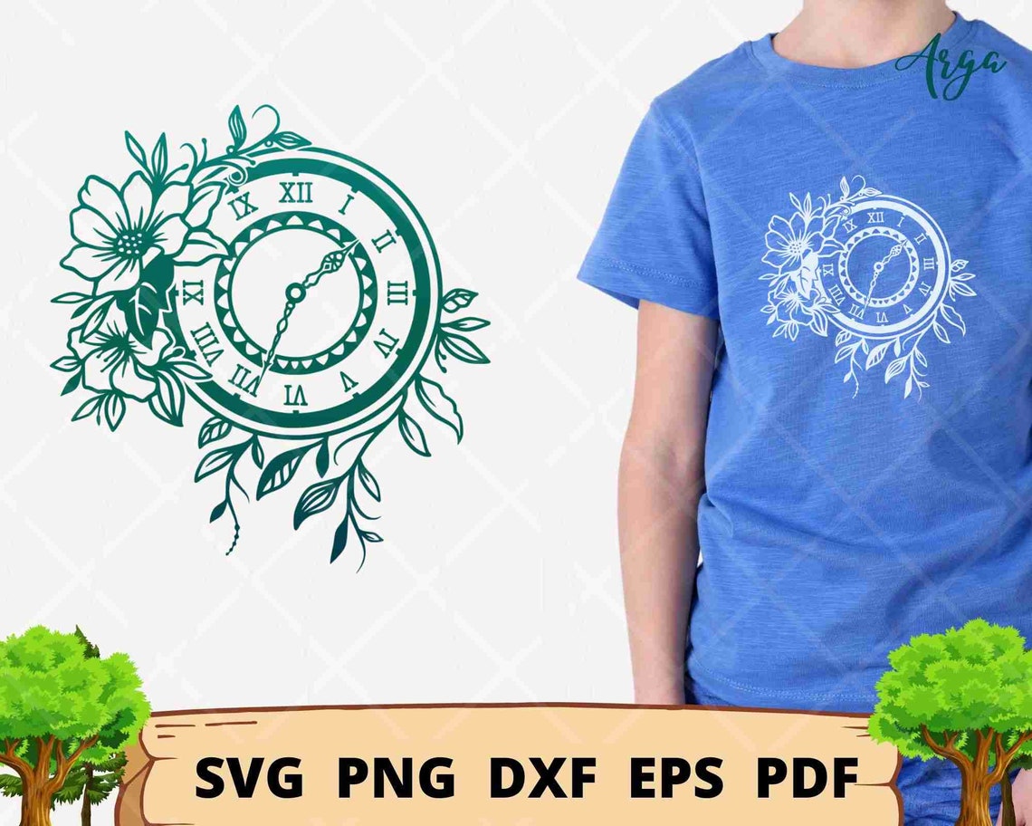 Clock Svg Floral Clock Svg Watch Svg Clock Cut File Clock | Etsy