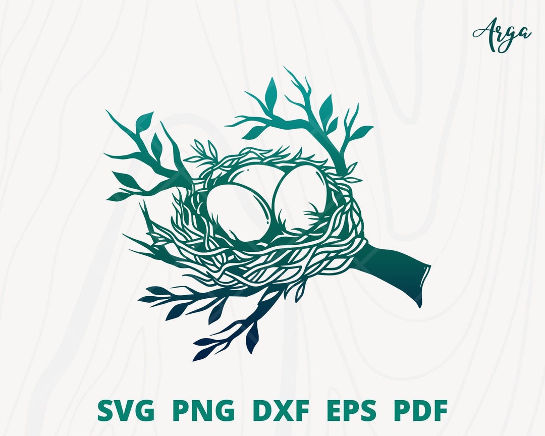 Bird Nest on a Branch Svg, Nest Svg, Eggs Nest Svg, Bird Nest Wall ...