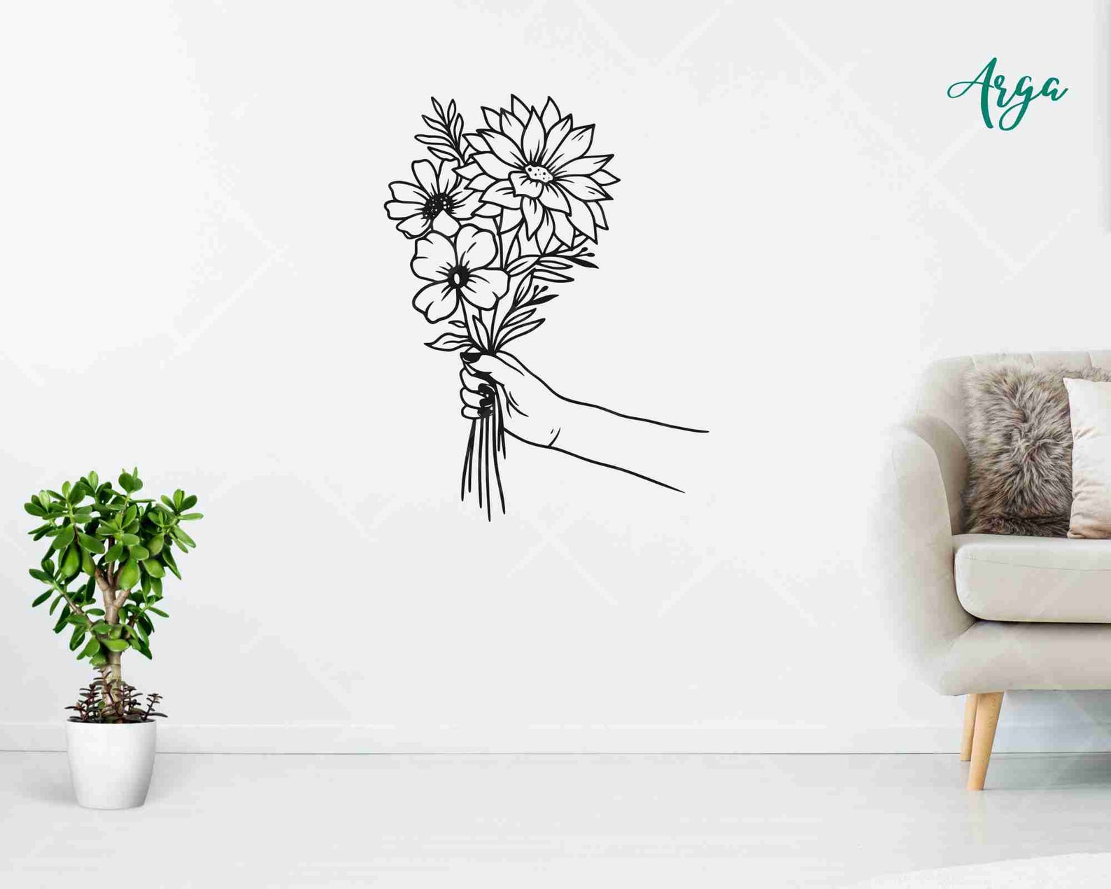 Hand Holding Flower Hand Flower Svg Hand Holding Bouquet | Etsy