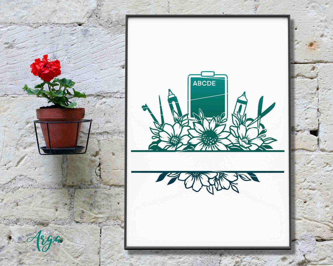 Teacher Svg Split Frame Teacher Split Monogram Flower - Etsy