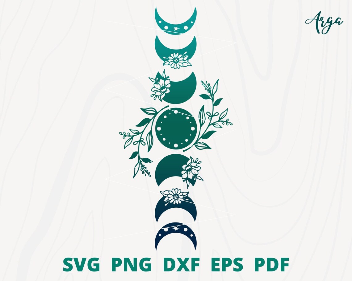 Moon Phase Svg Bundle Flower Moon Phase Svg Mystic Celestial - Etsy