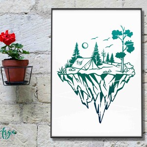 Camping on Sky Svg, Floating Island Svg, Sky Island Svg, Mountain Camp ...