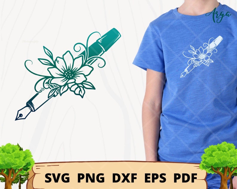 Flower Fountain Pen Svg Pen Svg Secretary Svg Old Pen Svg - Etsy