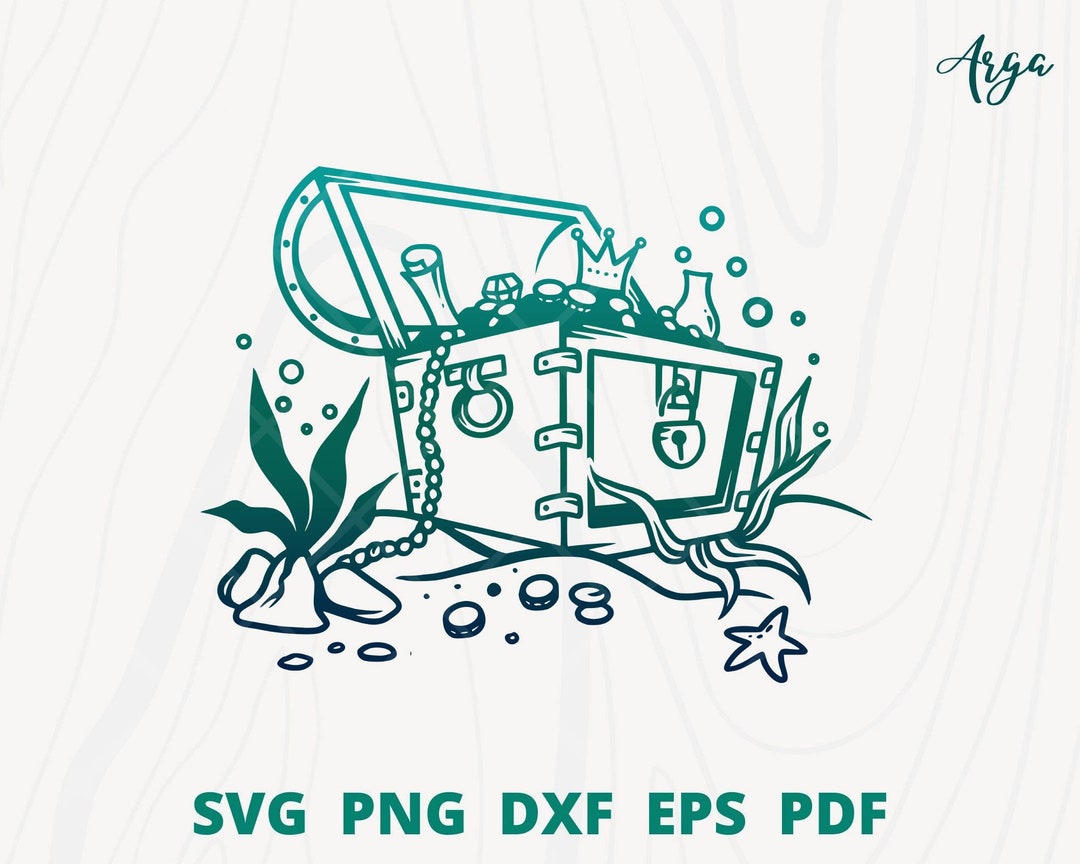 Treasure Chest Svg, Underwater Treasure Svg, Opened Treasure Chest Svg ...