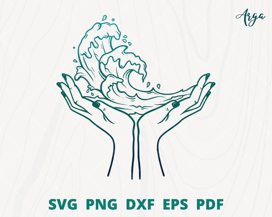 Hand Holding Wave Svg, Wave Svg, Hand Landscape Svg, Hand With Wave Svg ...