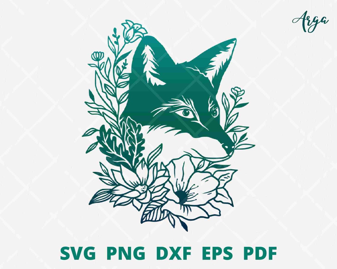 Fox SVG Floral Fox Svg Fox With Flower Head Fox Svg Fox | Etsy