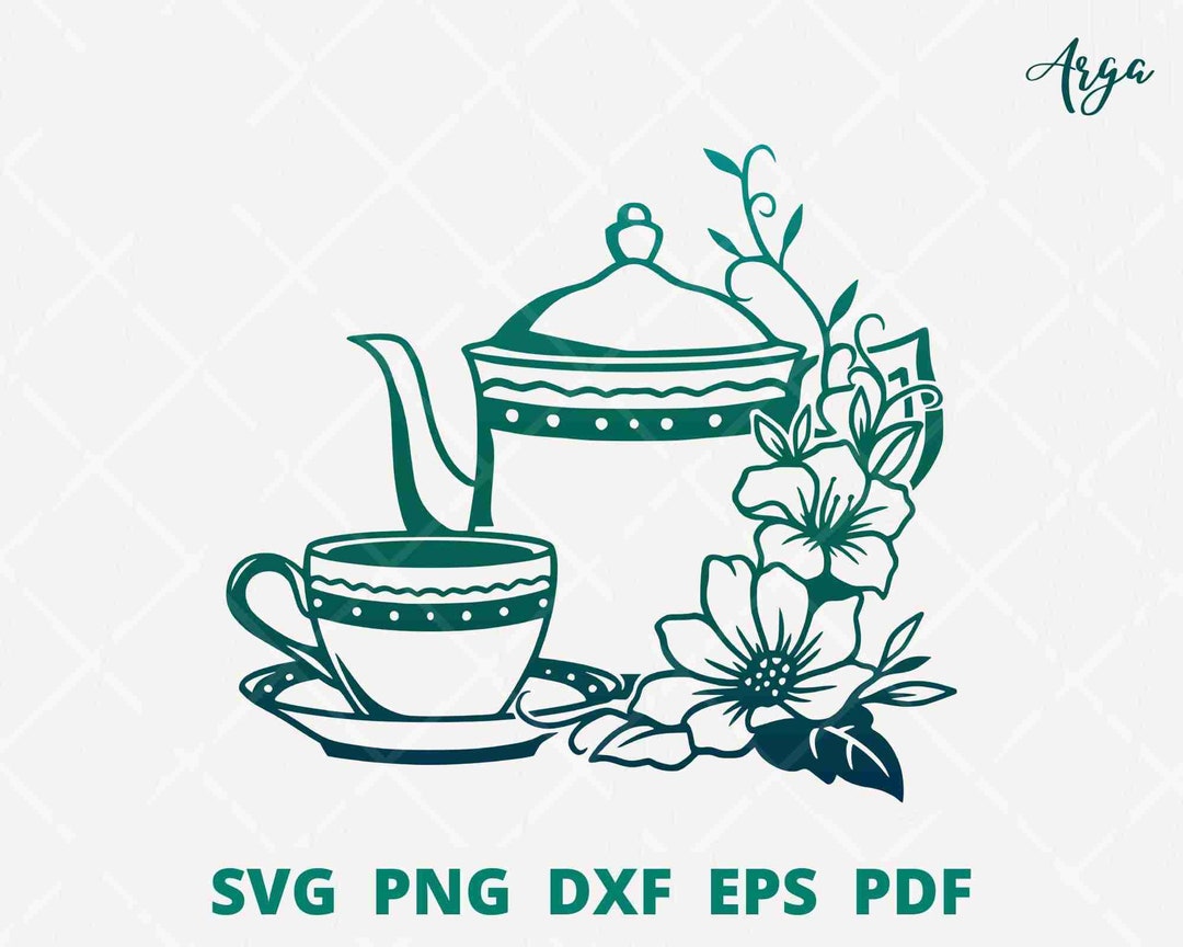 Teapot Svg File, Floral Teapot Svg, Teapot With Flower Bouquet, Teapot ...