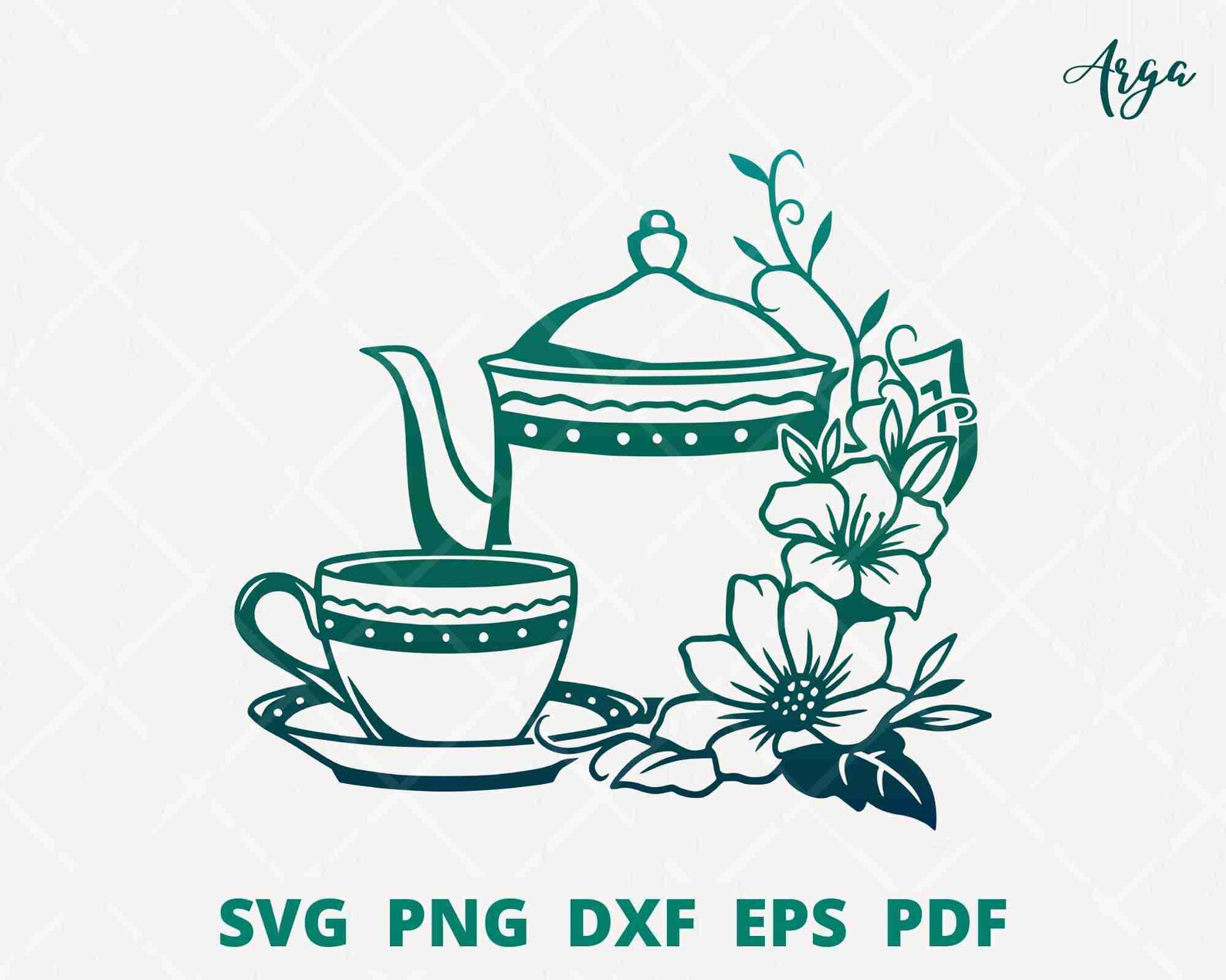 Teapot Svg File Floral Teapot Svg Teapot With Flower | Etsy