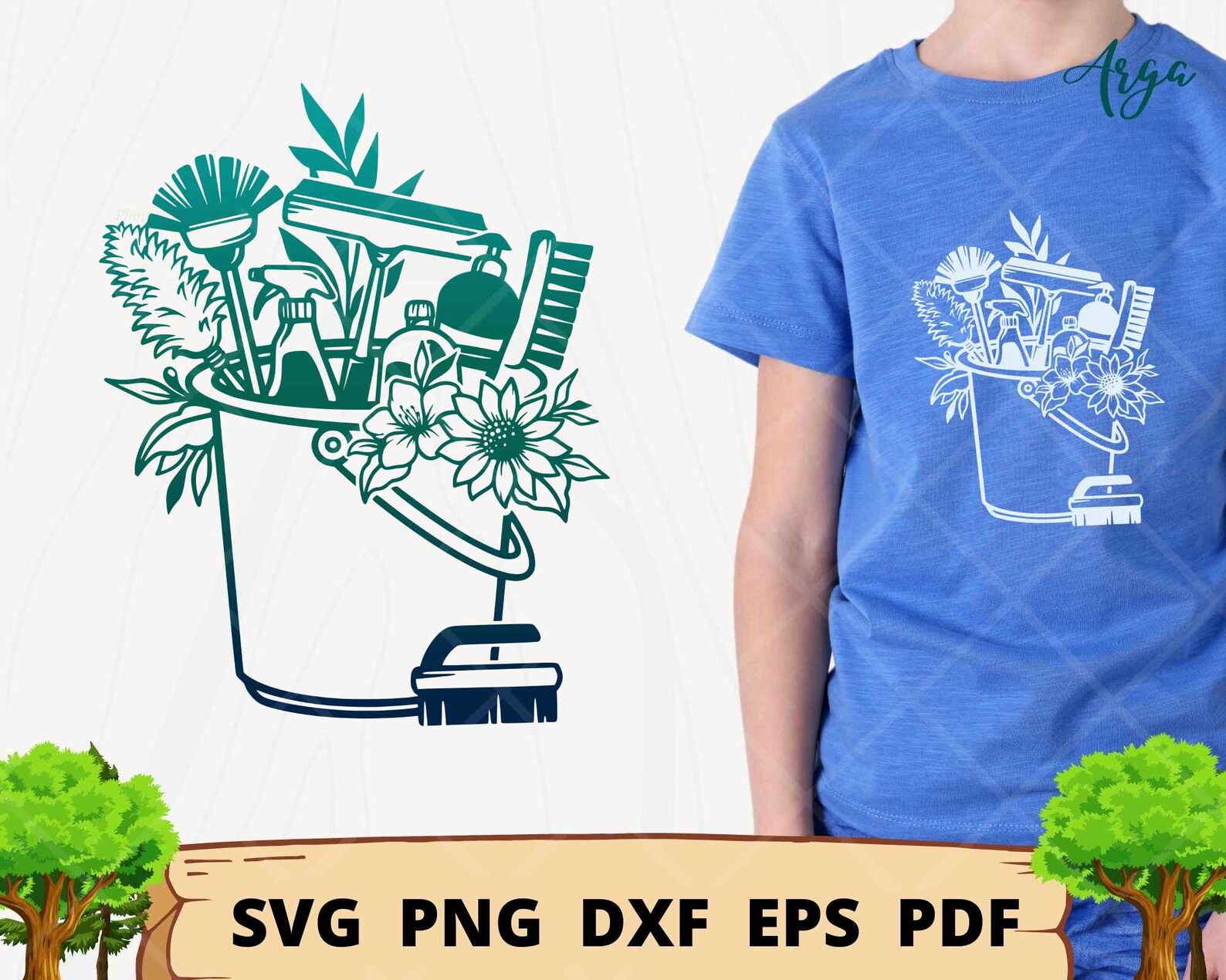 Cleaning Tool Svg 3, Floral Cleaning Tool Svg, Cleaning Tool Frame for ...
