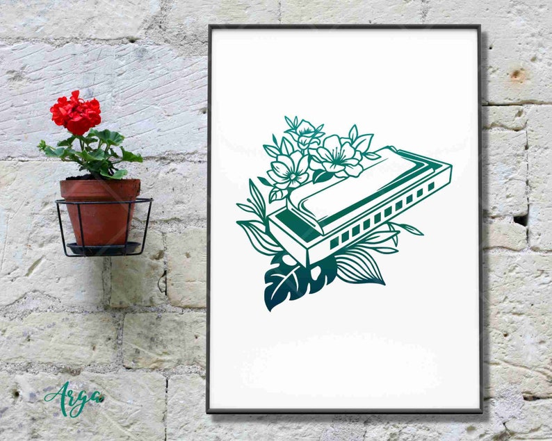 Floral Harmonica Svg Harmonica Png Music Instrument Svg - Etsy