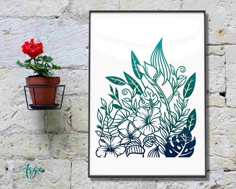 Tropical Flower Svg for Window Sticker Tropical Leaves Svg - Etsy