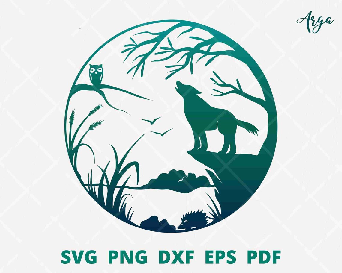 Woodland Svg Animal in Woodland Silhouette Woodland Scene - Etsy