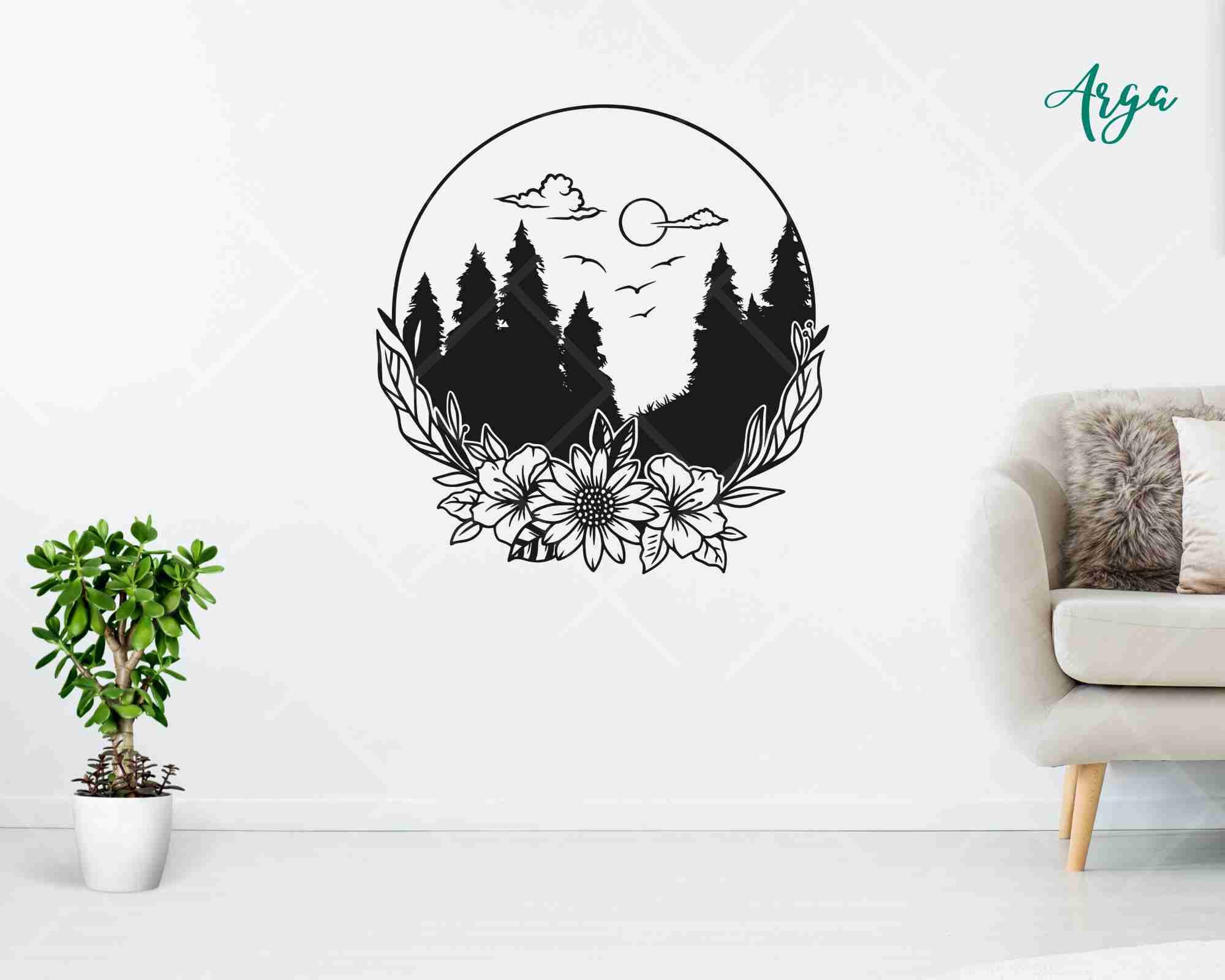 Pine Forest Svg Forest in Flower Frame Forest Scene SVG - Etsy