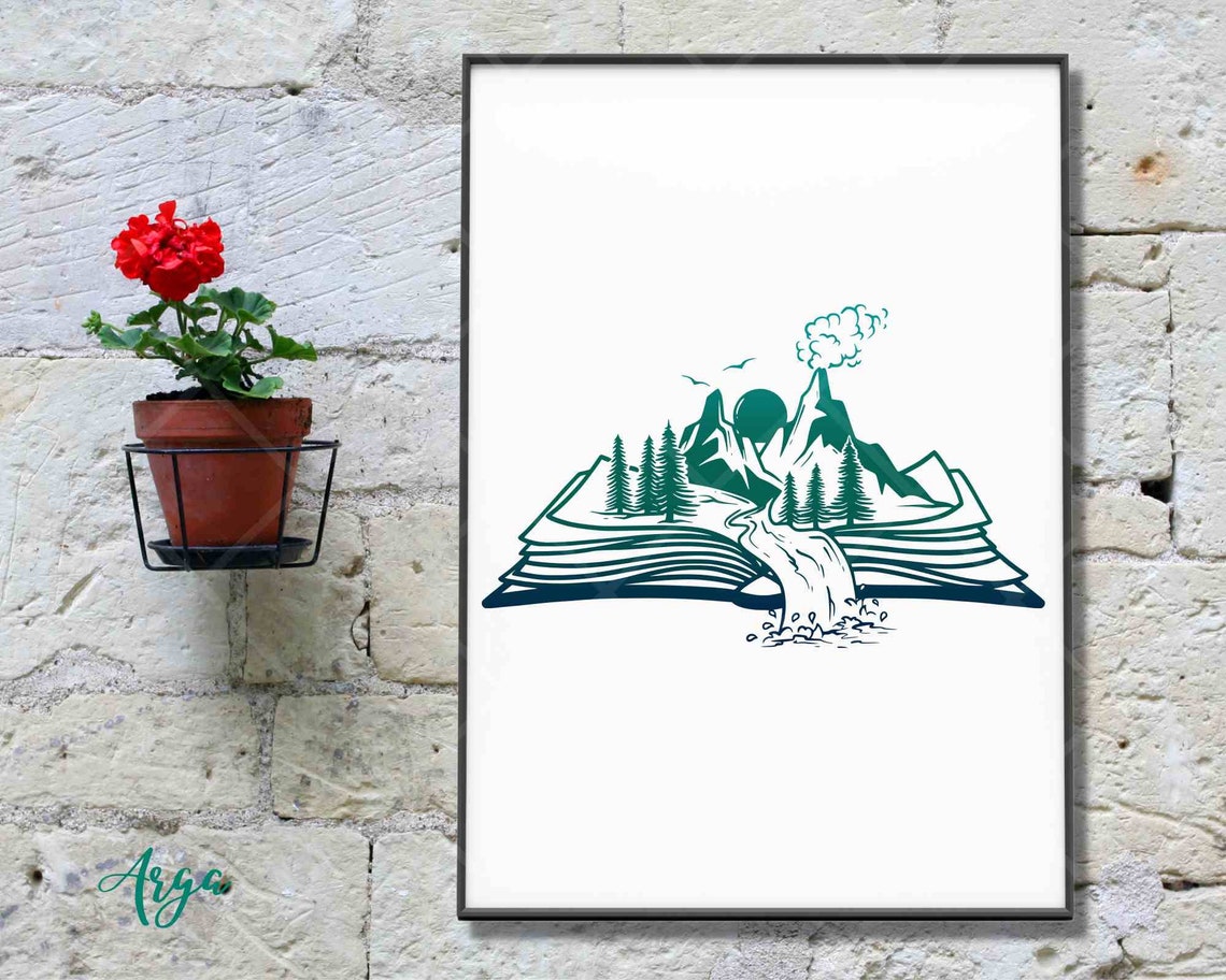 River Book Svg River Svg Mountain With River Svg Book Lover - Etsy