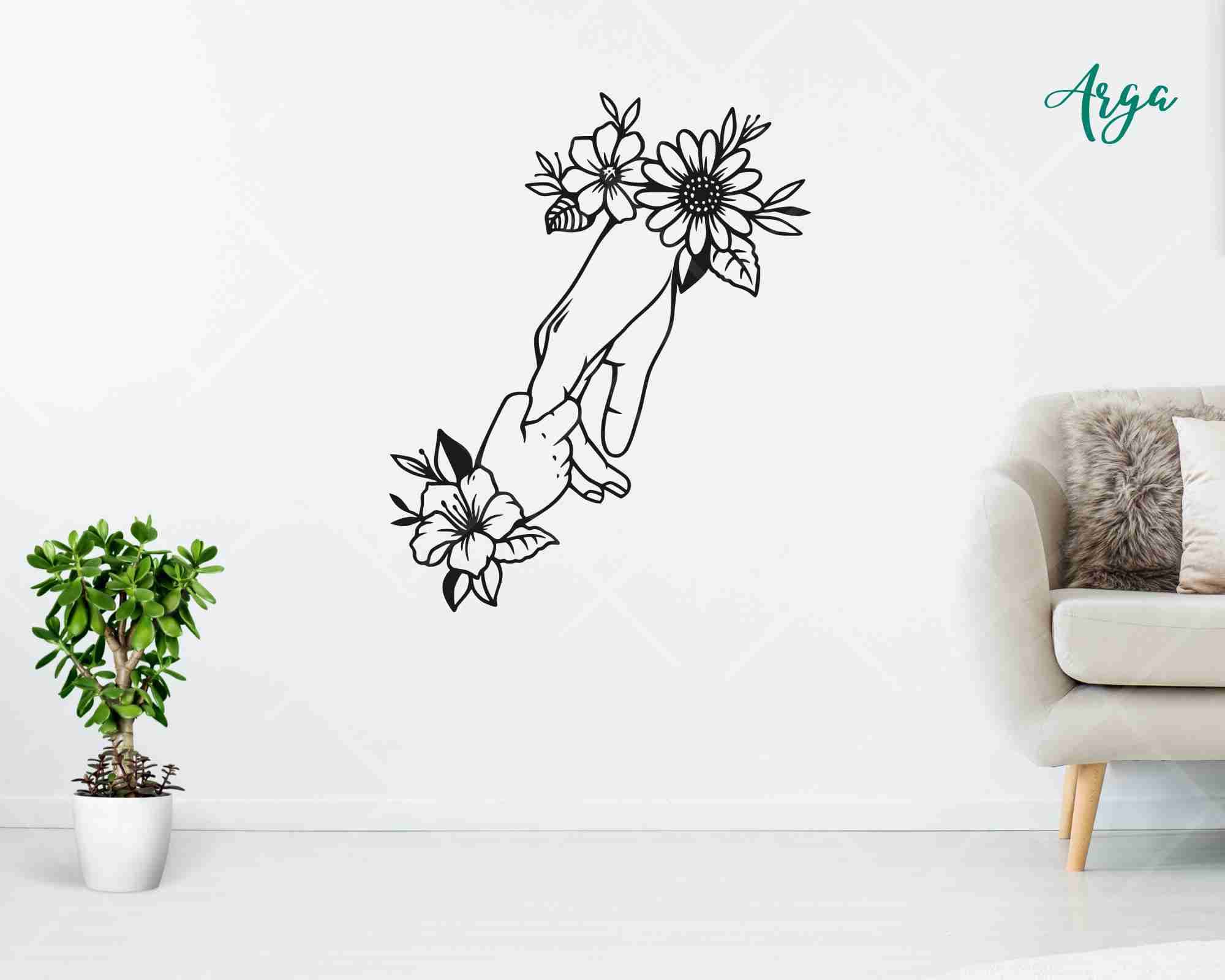Hand Outline With Flowers Svg Mom and Child Svg Mom and Baby - Etsy