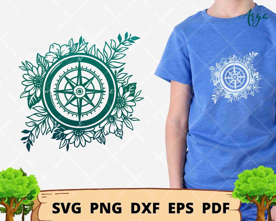 Compass Rose Svg Vintage Compass Svg Floral Compass Svg - Etsy
