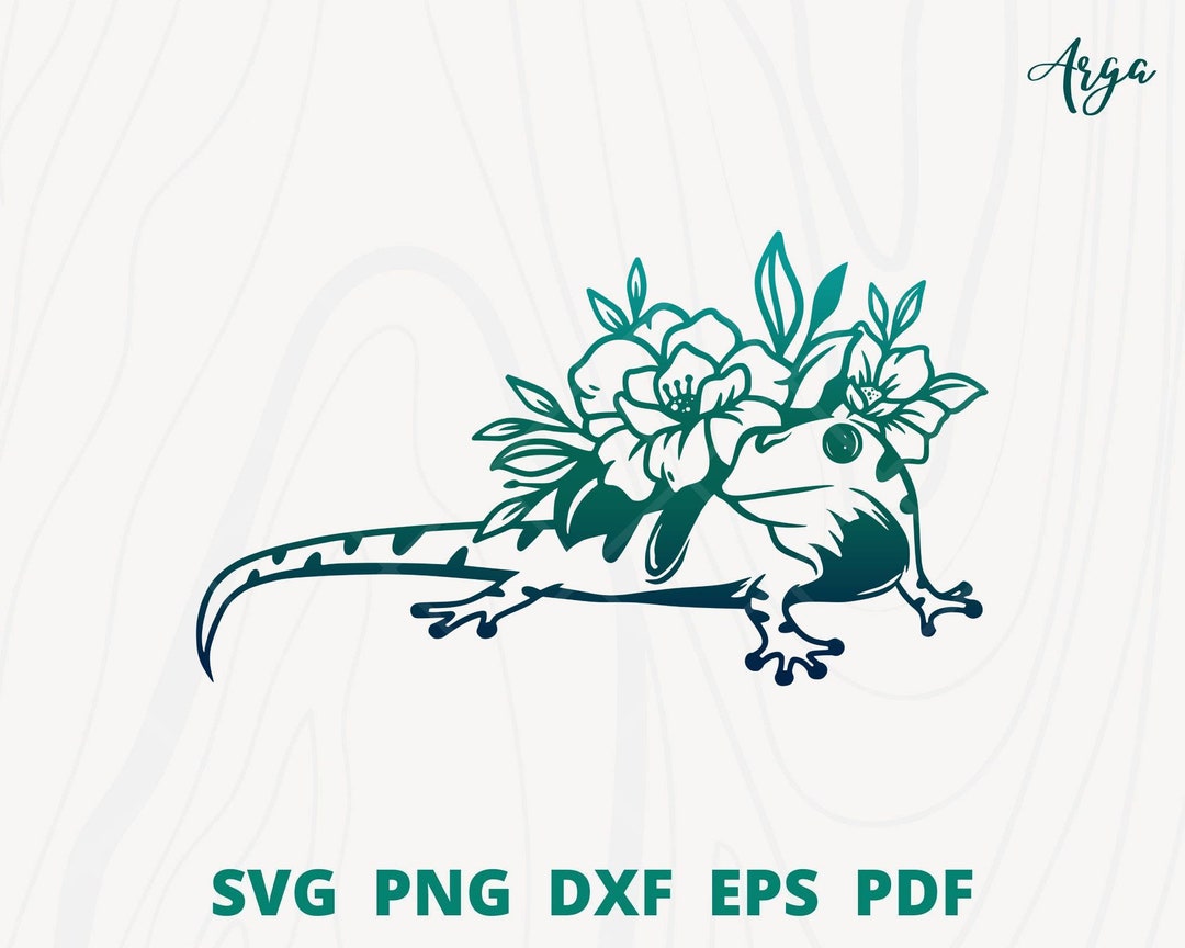 Floral Gecko Svg, Lizard With Flower Svg, Gecko Svg, Floral Lizard Svg ...