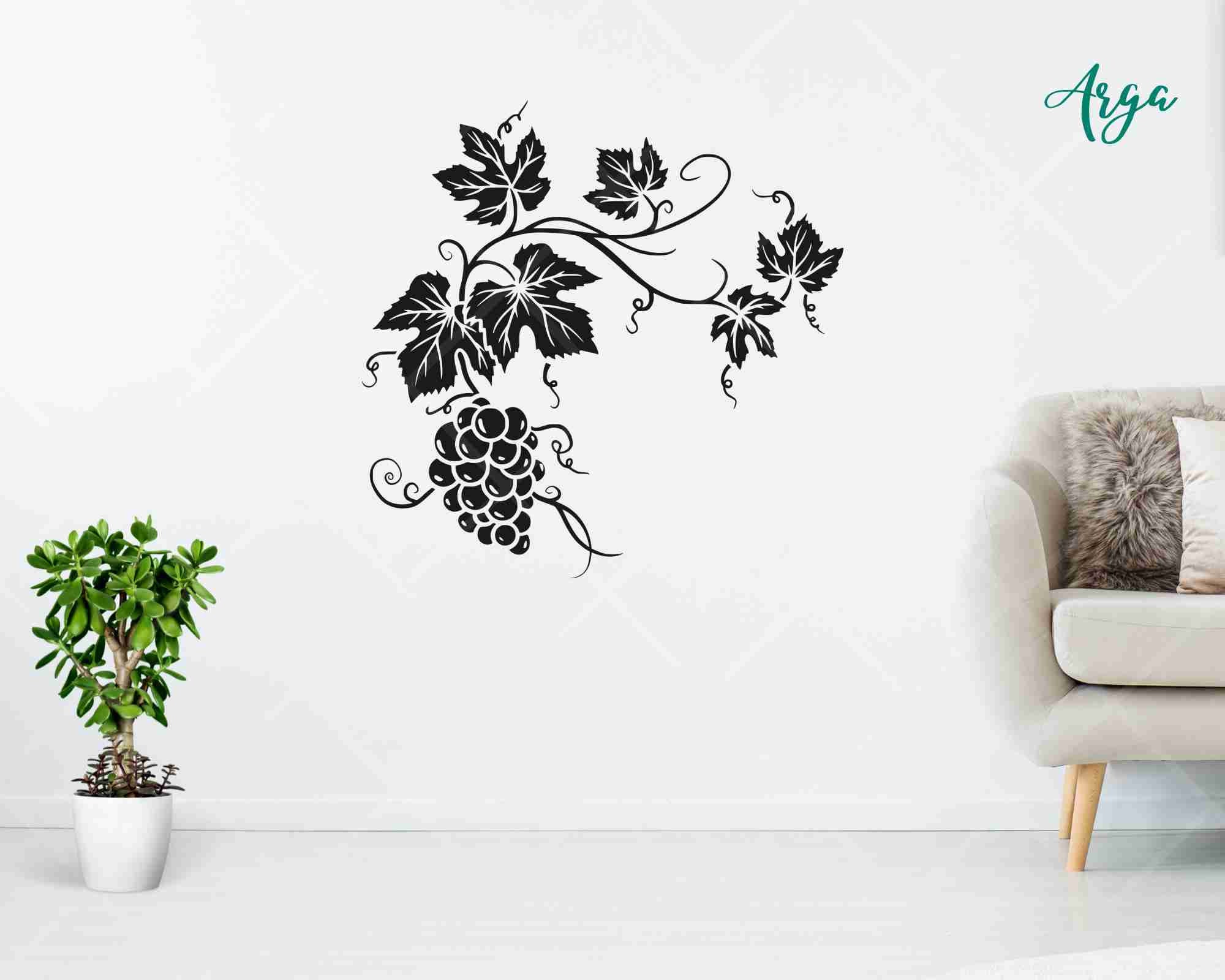 Grapevine Svg, Grape Bunch Svg, Grape Vine Wall Decor, Vine Leaves Svg ...