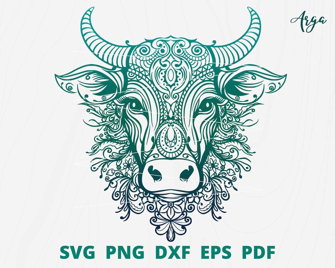 Mandala Buffalo Head Svg, Zentangle Bull Svg, Bull Head Svg, Bull Head ...