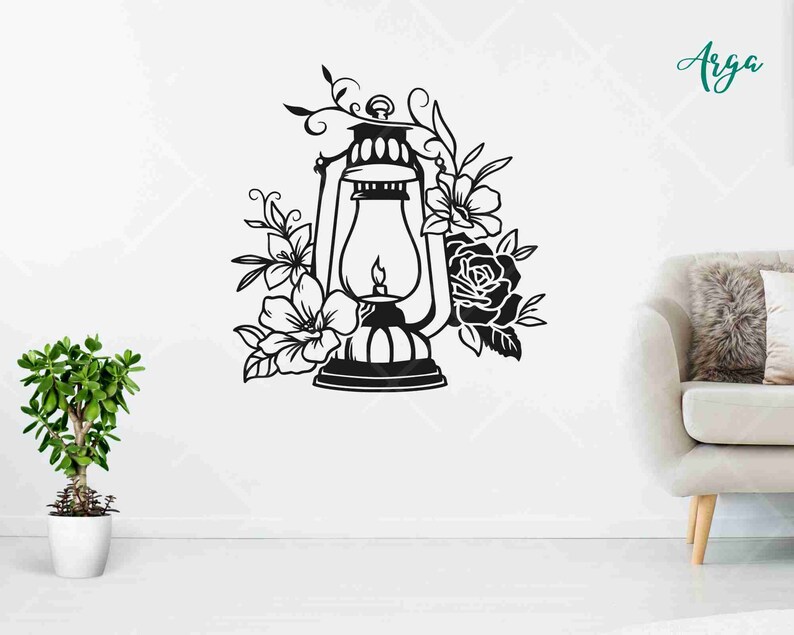 Floral Oil Lamp Svg Lantern SVG Vintage Lantern Clip Art - Etsy