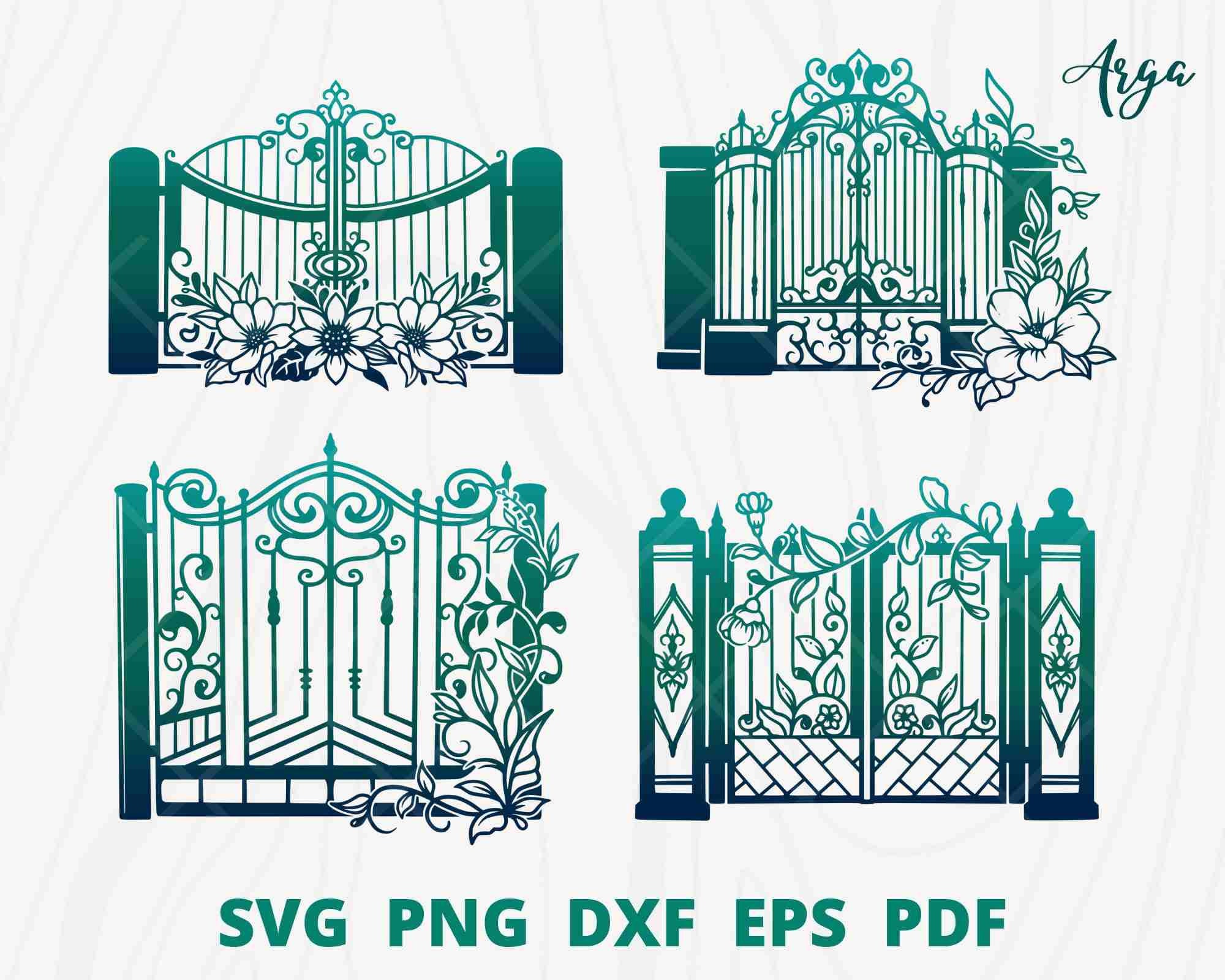 Gate Svg Bundle Iron Door Svg Gate Svg Gate With Flower - Etsy Hong Kong