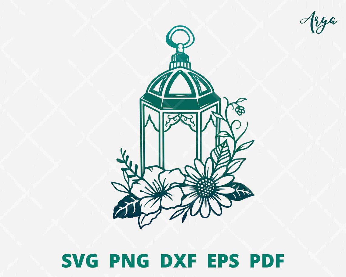 Lantern With Flower SVG File Floral Lantern SVG Vintage - Etsy
