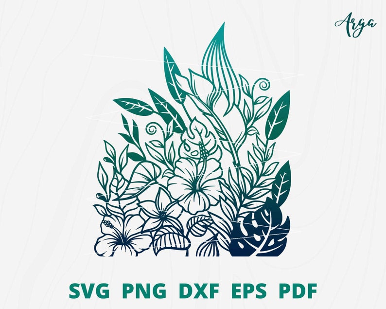Tropical Flower Svg for Window Sticker Tropical Leaves Svg - Etsy