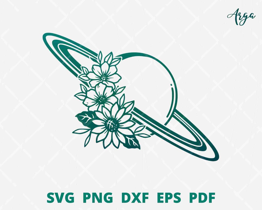 Saturn Planet Svg, Planet With Flower Svg, Floral Planet Svg, Floral ...