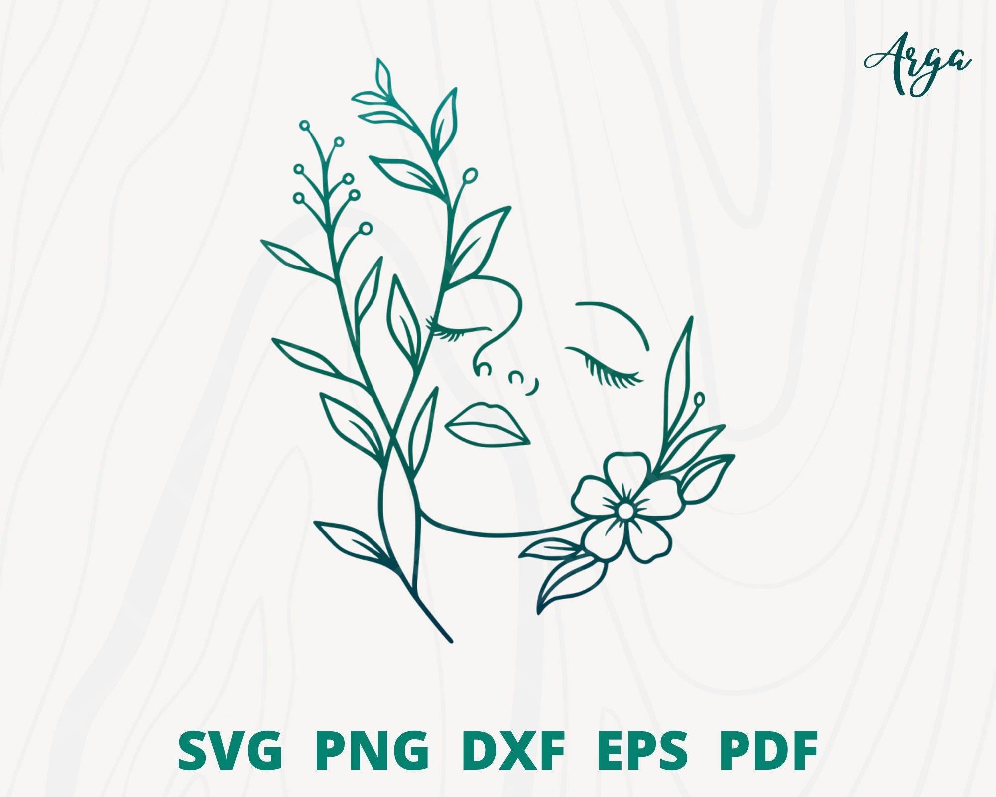 Floral Woman Face Svg Woman With Flower Woman Face With - Etsy