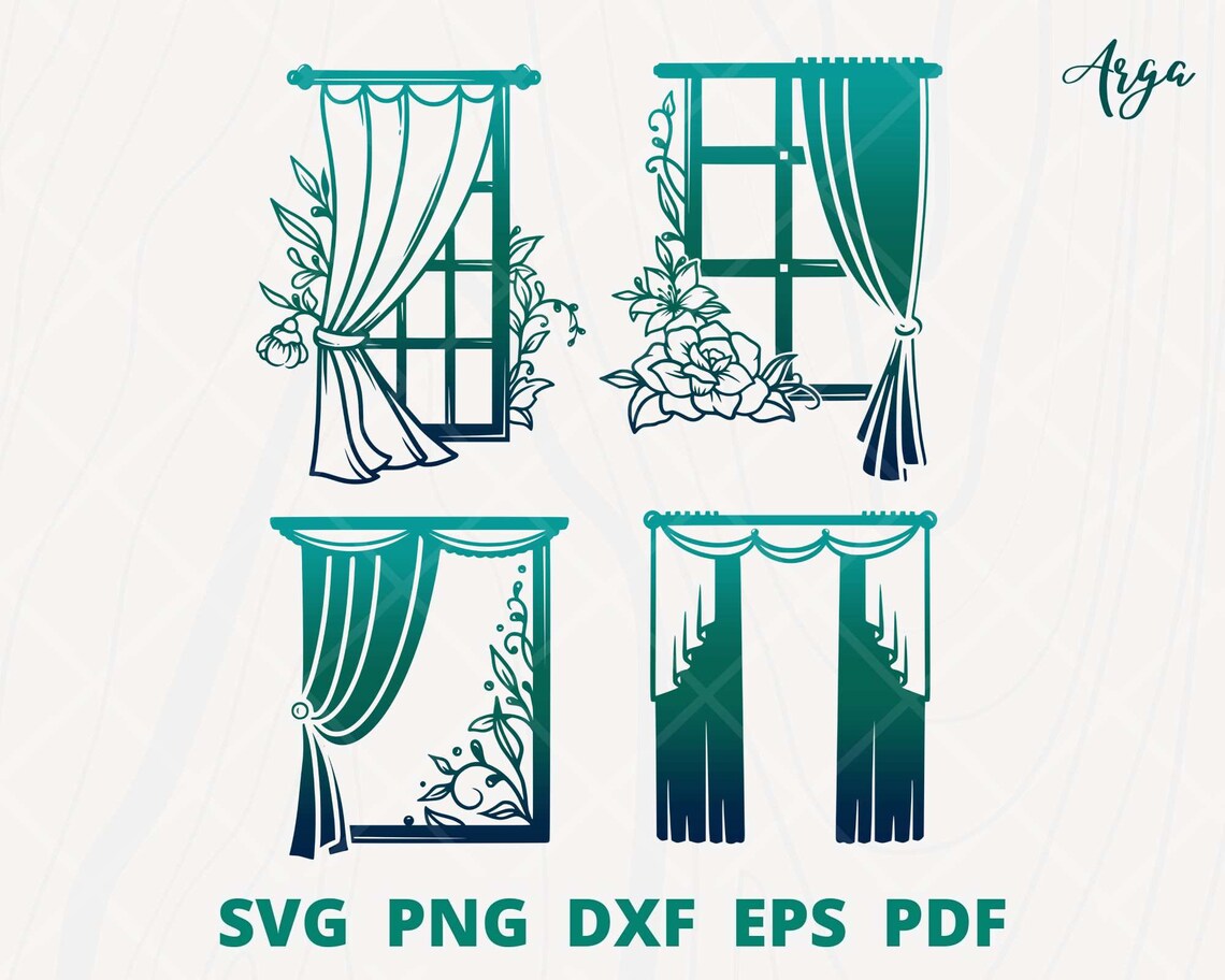 Curtains Svg Bundle Curtain Svg Curtain With Flower Svg - Etsy