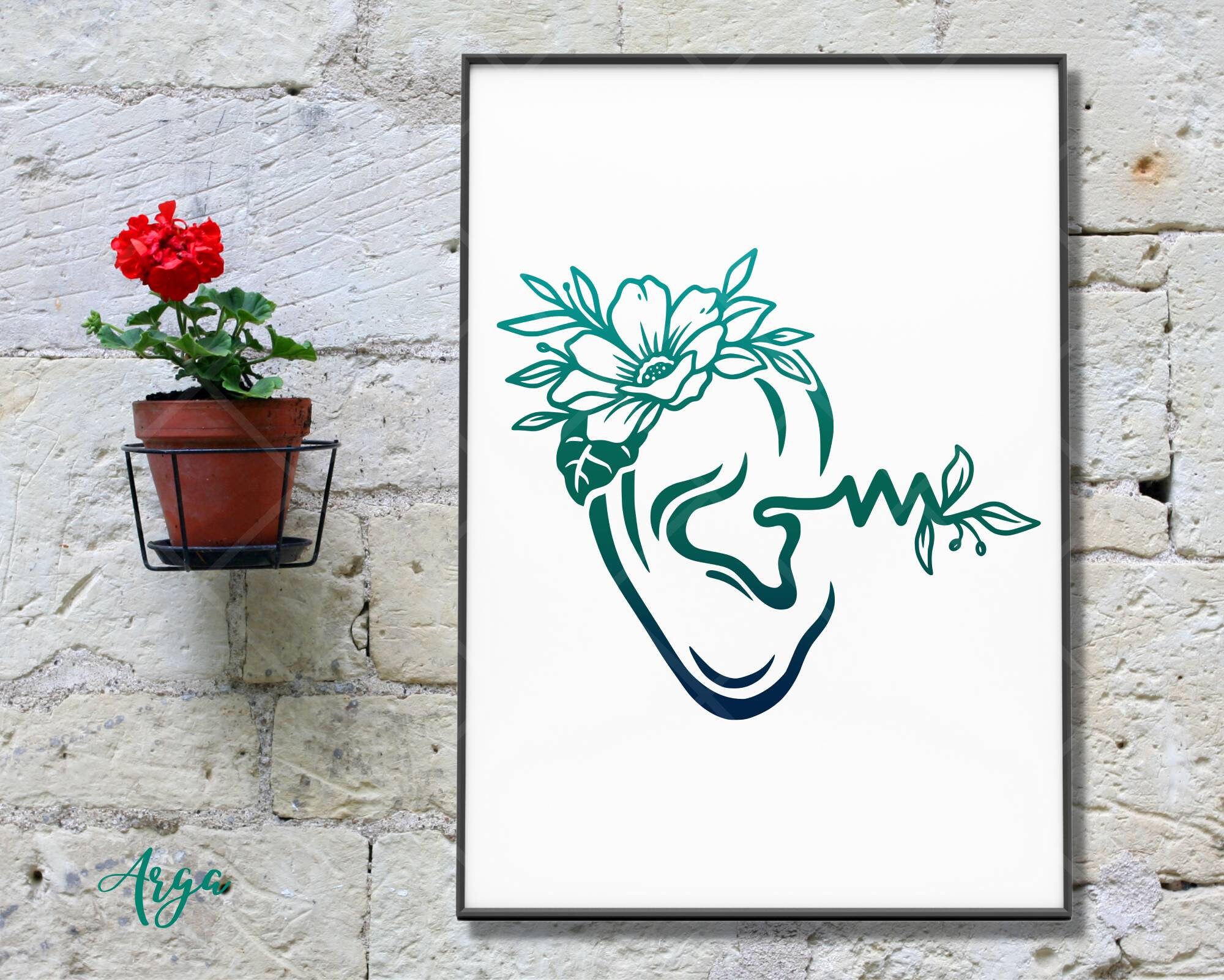 Human Ear Svg Files Floral Ear Svg Ear With Flower Svg ENT - Etsy