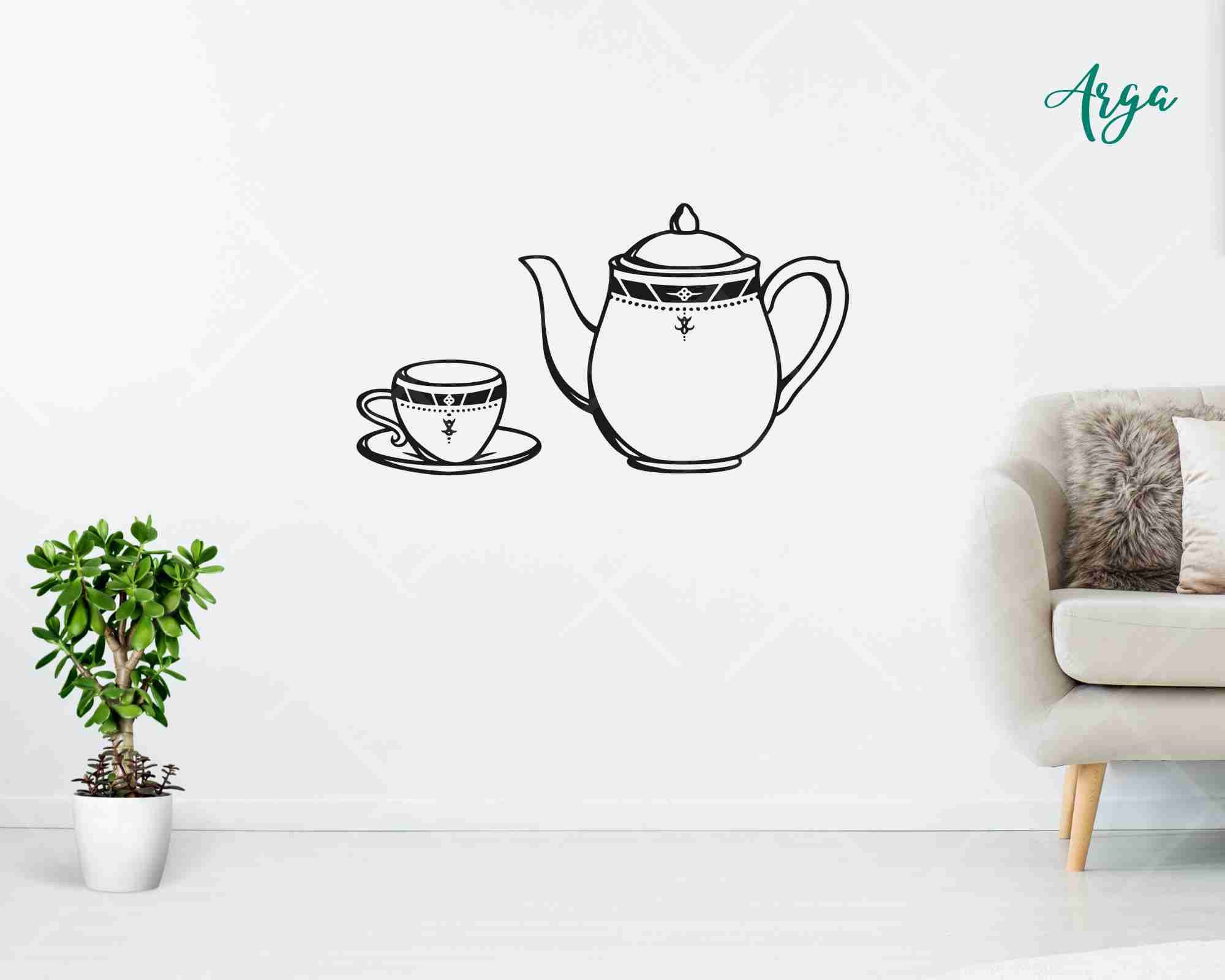 Tea Set Svg Bundle Teapot Svg Teapot Clip Art for Cafe Wall - Etsy