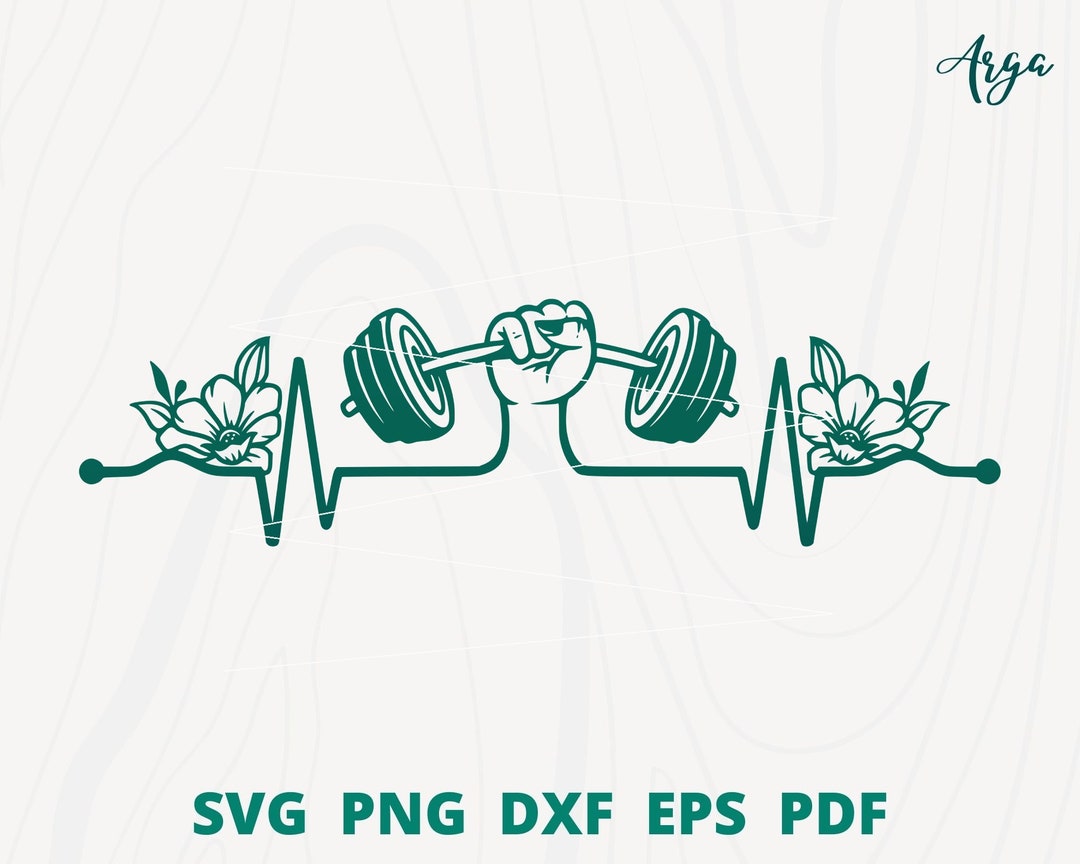 Fitness Svg, Heart Beat Fitness Svg, Dumbbell Svg, Women Strength Svg ...
