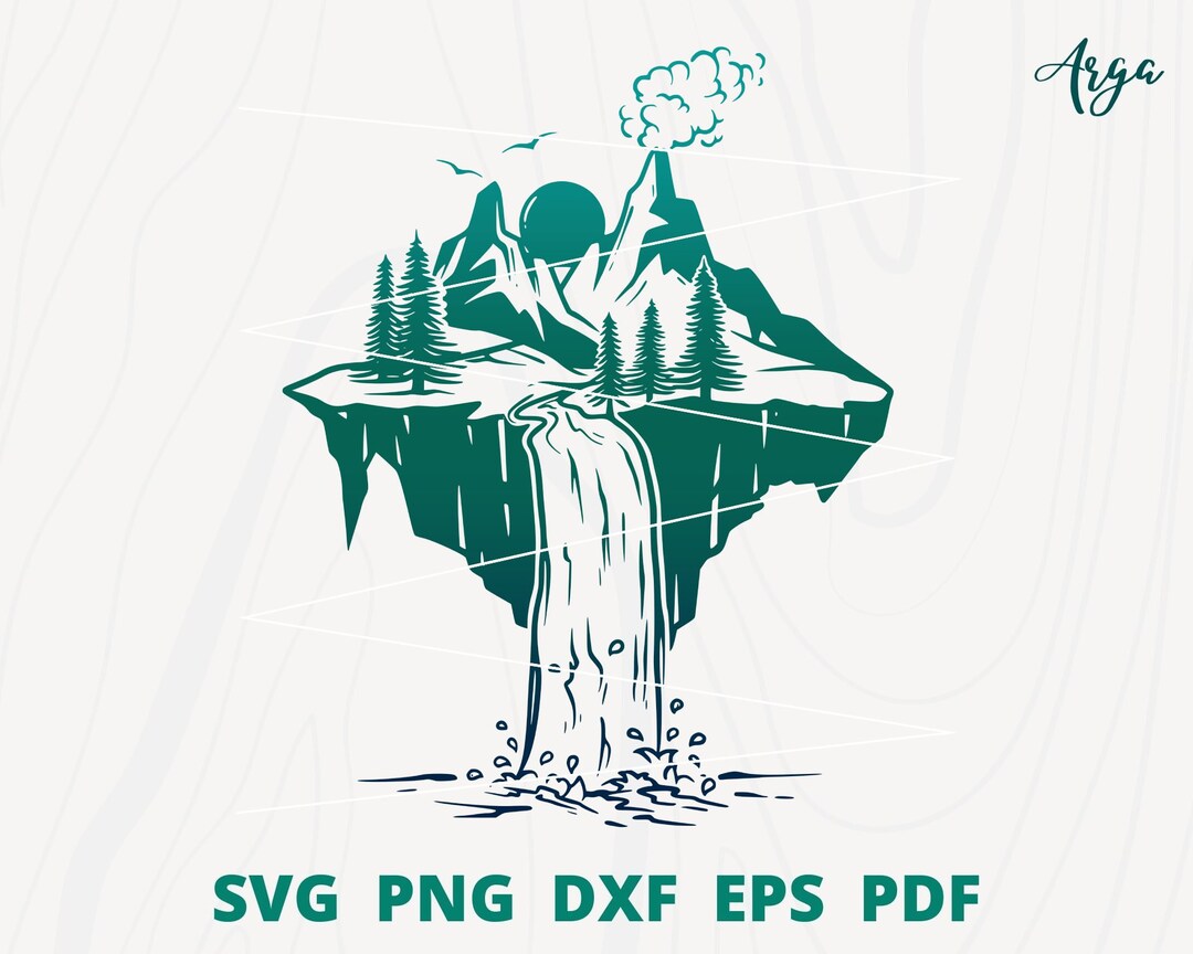 Floating Waterfall Svg, Floating Island Svg, Sky Island Svg, Waterfall ...
