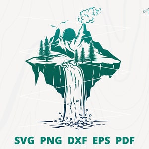 Floating Waterfall Svg, Floating Island Svg, Sky Island Svg, Waterfall ...