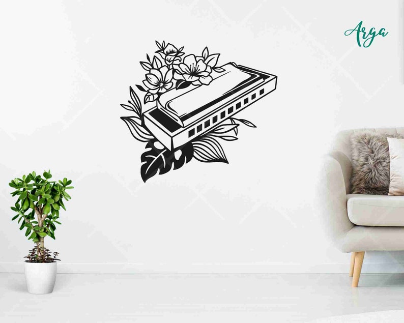Floral Harmonica Svg Harmonica Png Music Instrument Svg | Etsy