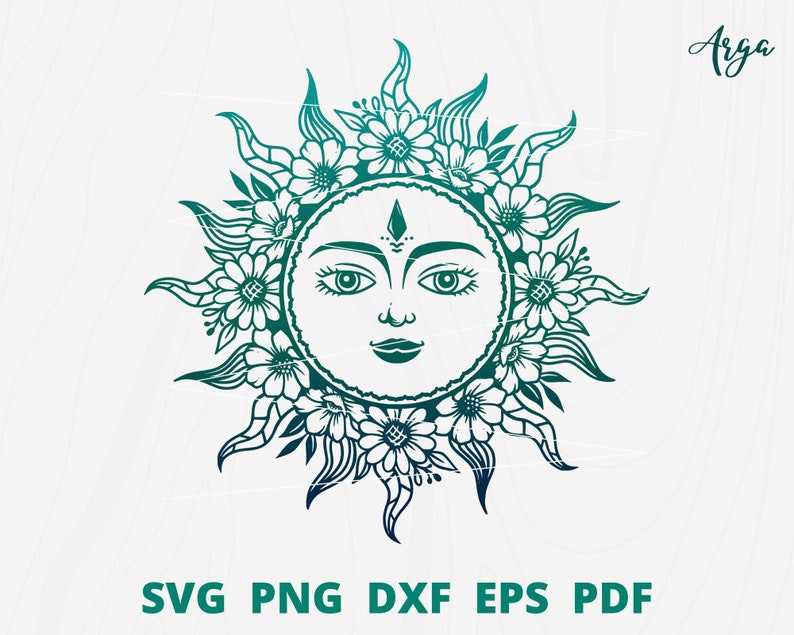 Blumen svg, Sonne svg, Sonne Svg, Mystische Sonne svg, Himmel svg, Boho ...
