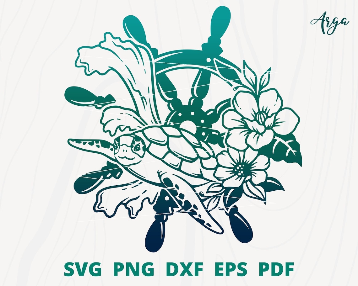 Turtle With Flower Svg Floral Turtle Wheel Svg Sea Turtle - Etsy