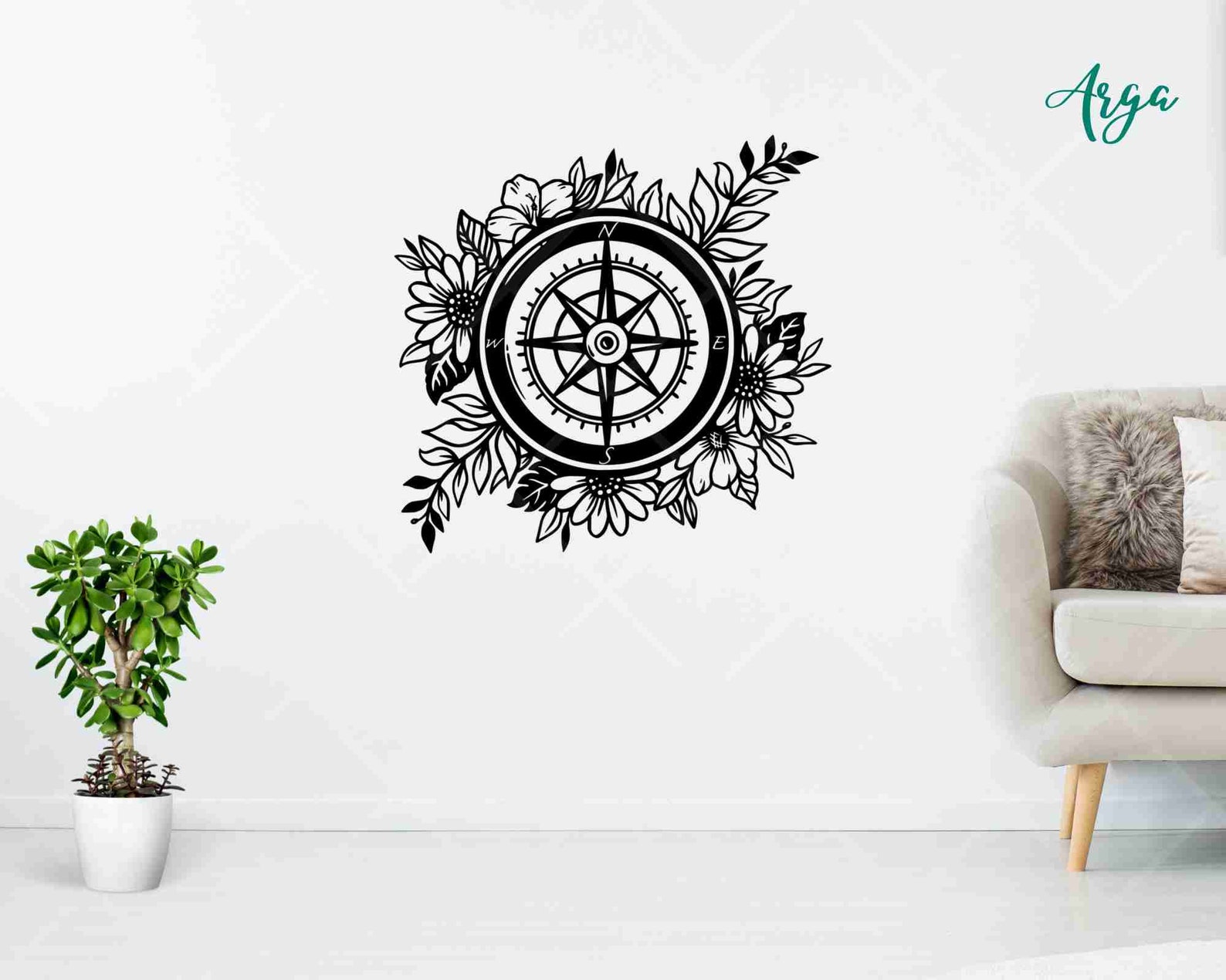 Compass Rose Svg, Vintage Compass Svg, Floral Compass Svg, Compass With ...